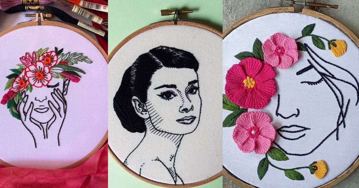 10 Face Embroidery Art Free Patterns - Hello Lidy