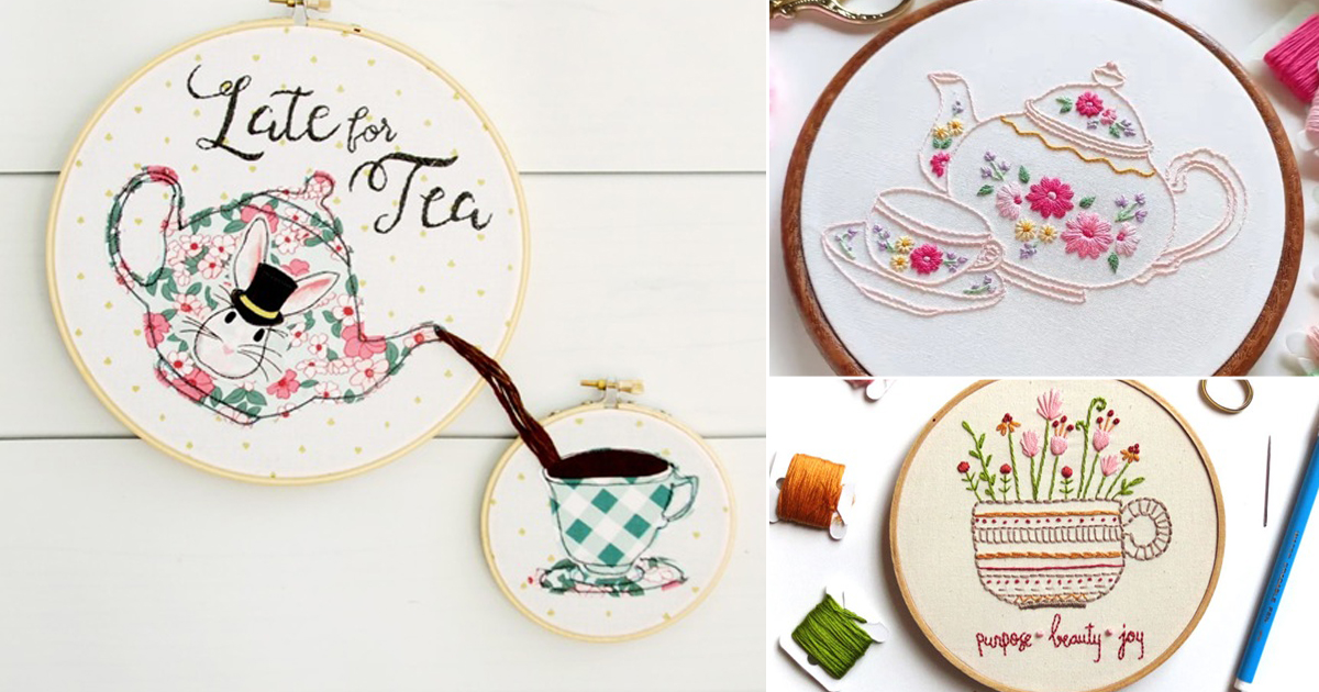 7 Tea Embroidery Free Patterns - Hello Lidy