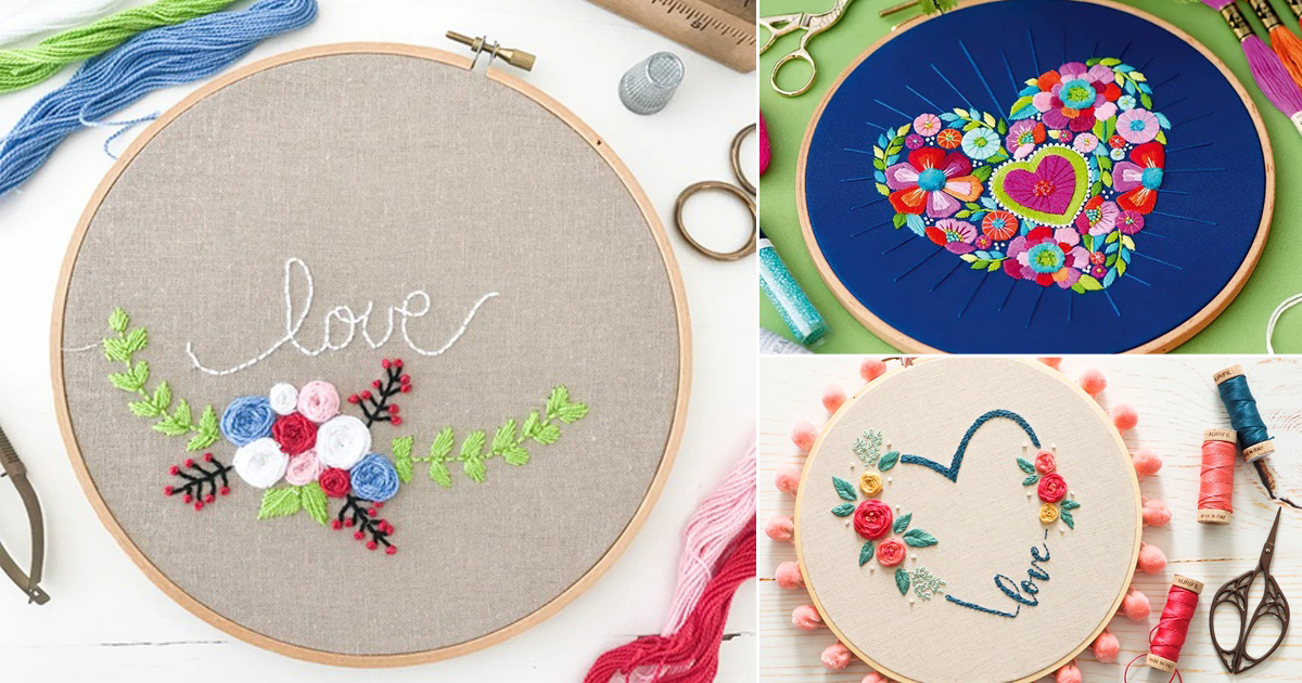 10 Valentine's Day Embroidery Free Patterns - Hello Lidy