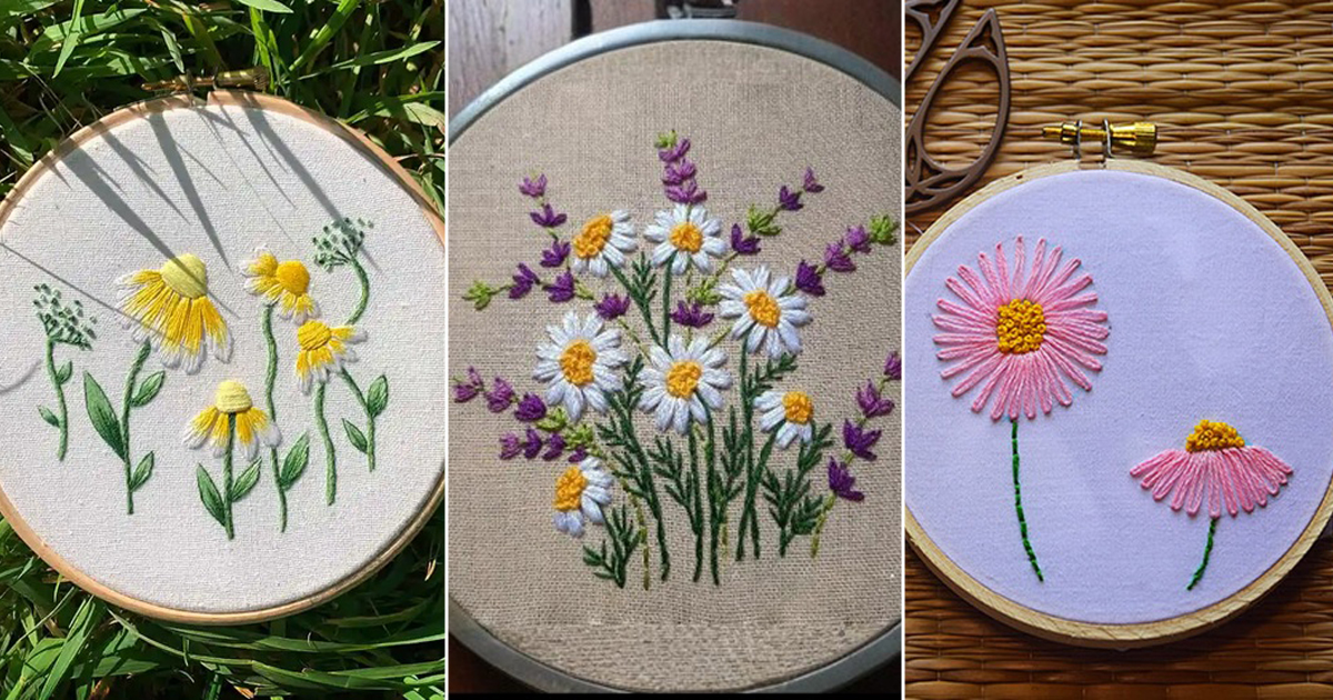 8 Daisy Embroidery Free Patterns - Hello Lidy