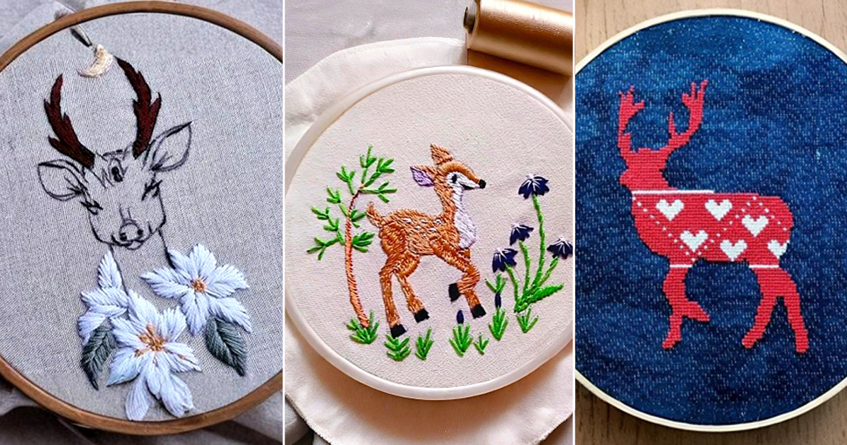 8 Deer Embroidery Free Patterns - Hello Lidy