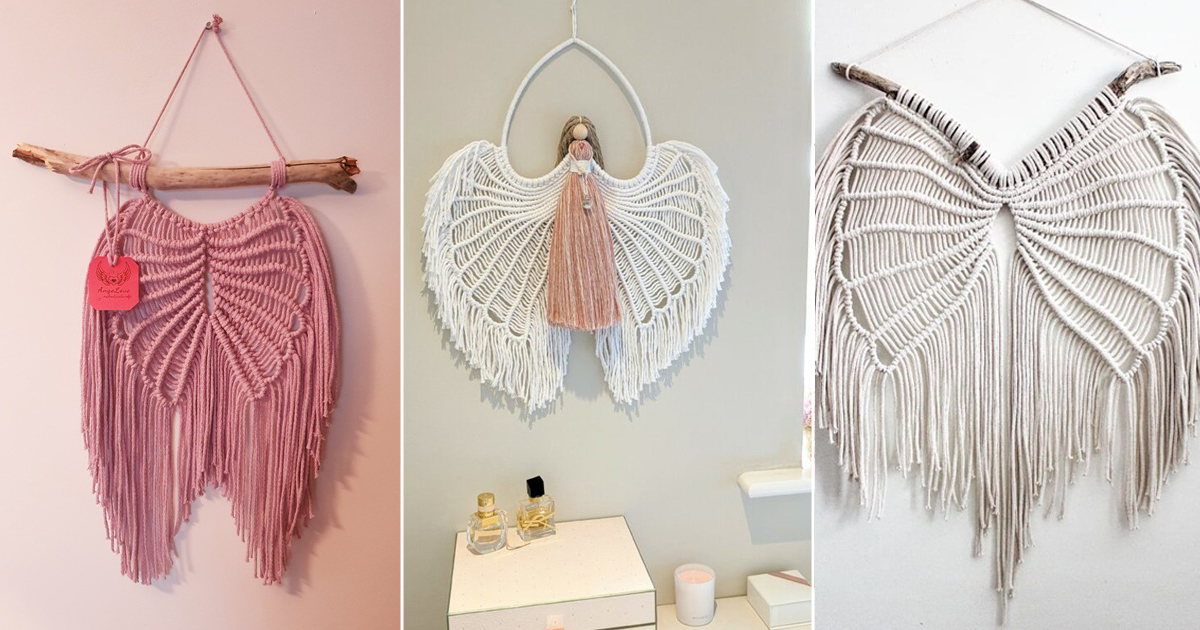 8 Macrame Angel Wings Wall Hanging Free Patterns - Hello Lidy