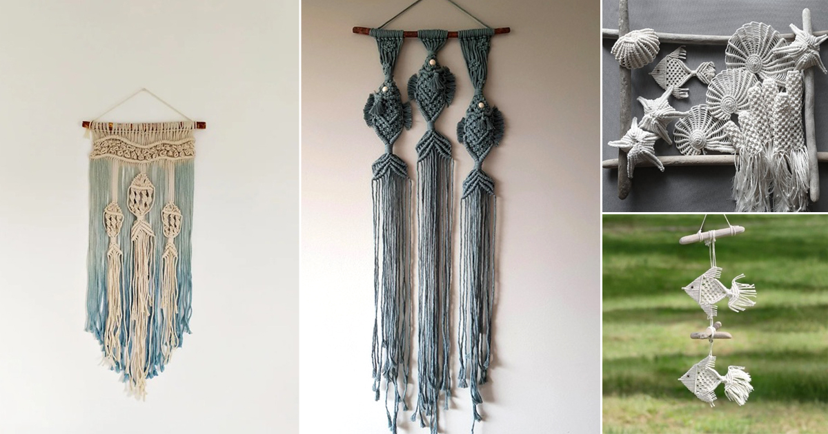 6 Macrame Sea Creatures Wall Hanging Free Patterns - Hello Lidy