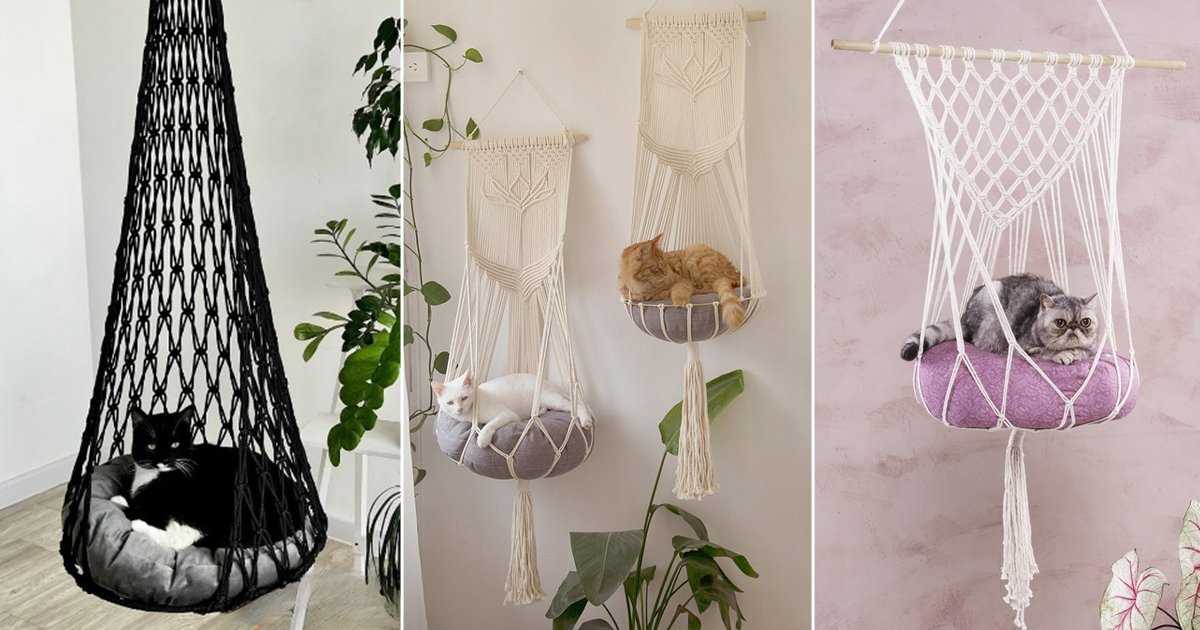 6 Macrame Cat Hammock Free Patterns - Hello Lidy