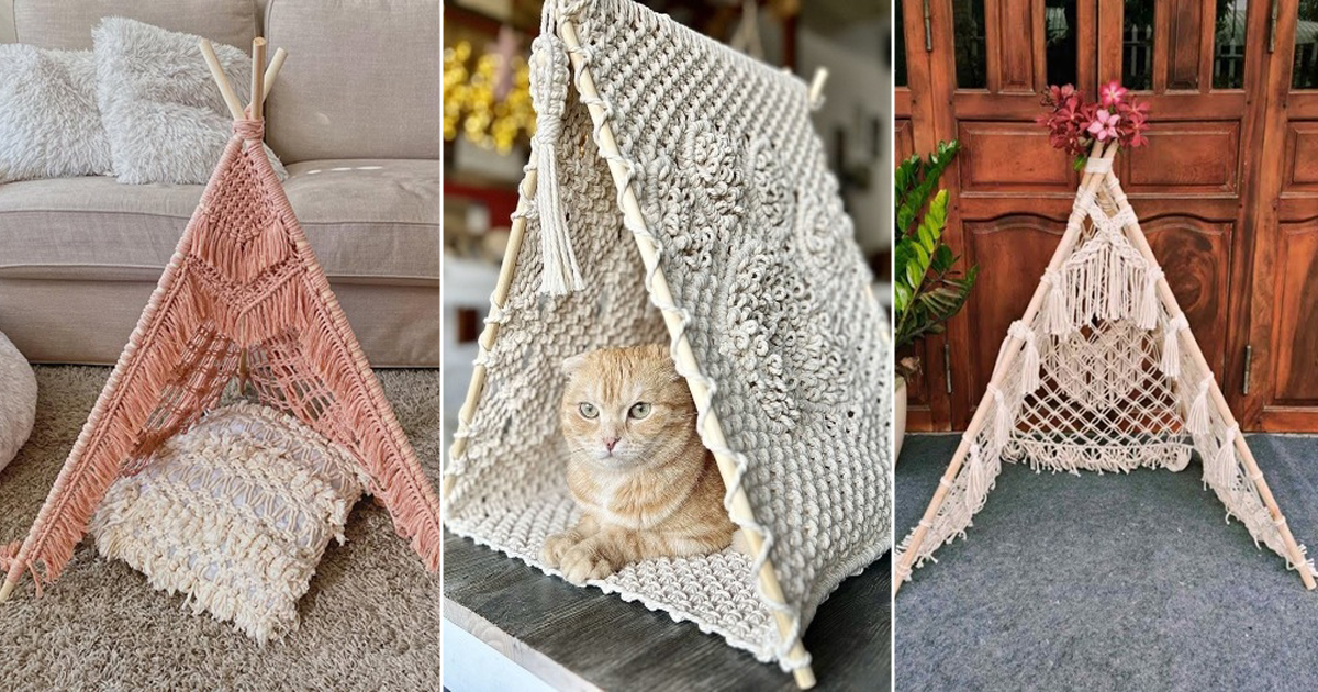 10 Macrame Cat Tepee Patterns and Ideas - Hello Lidy