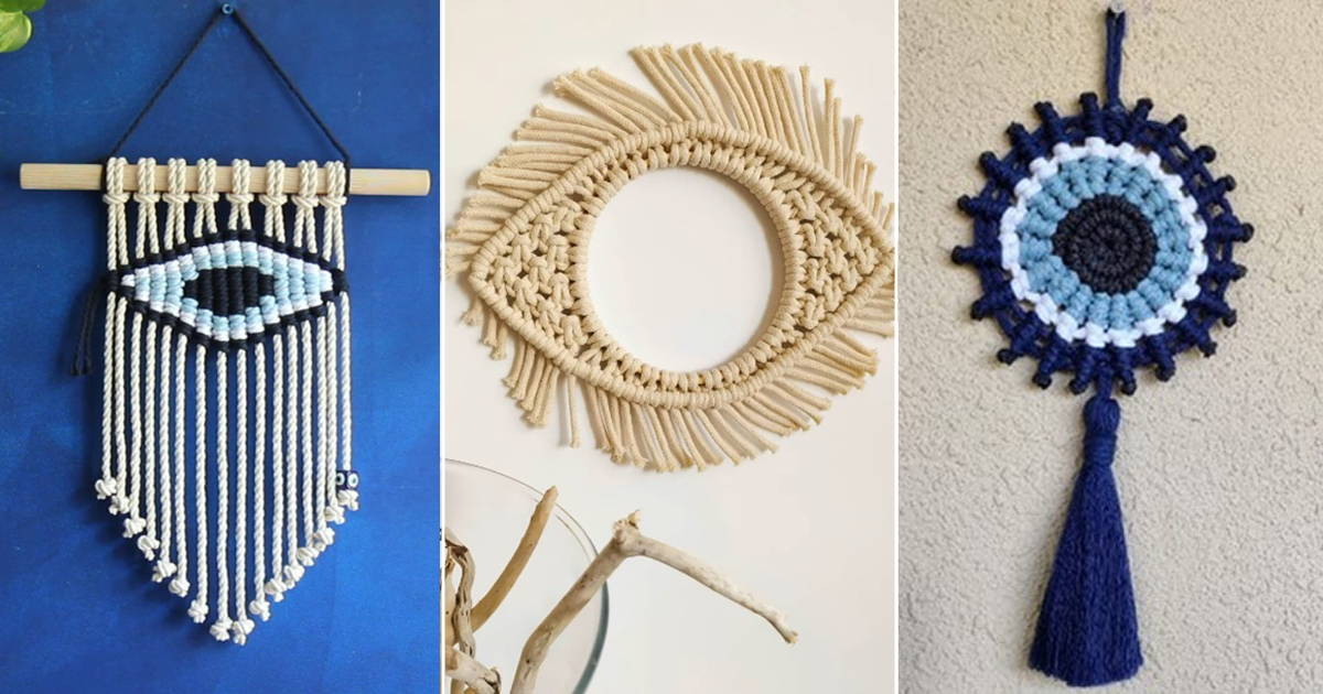 5 Macrame Evil Eye Wall Hanging Free Patterns - Hello Lidy
