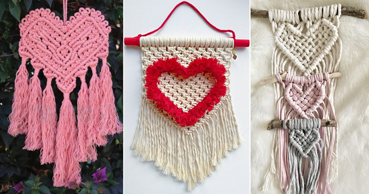 9 Macrame Heart Shaped Wall Hanging Free Patterns - Hello Lidy