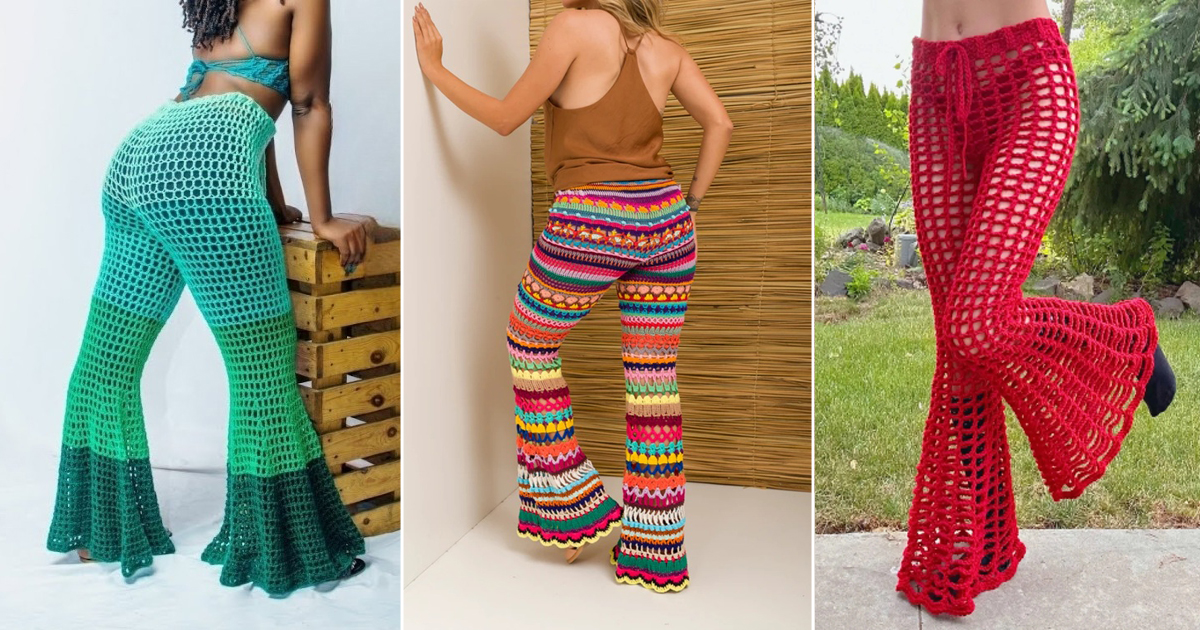 6 Crochet Ladies Flare Pants Free Patterns - Hello Lidy