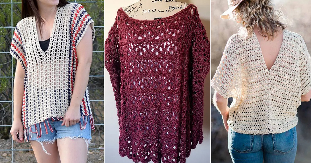 8 Crochet Summer Poncho Top Free Patterns - Hello Lidy