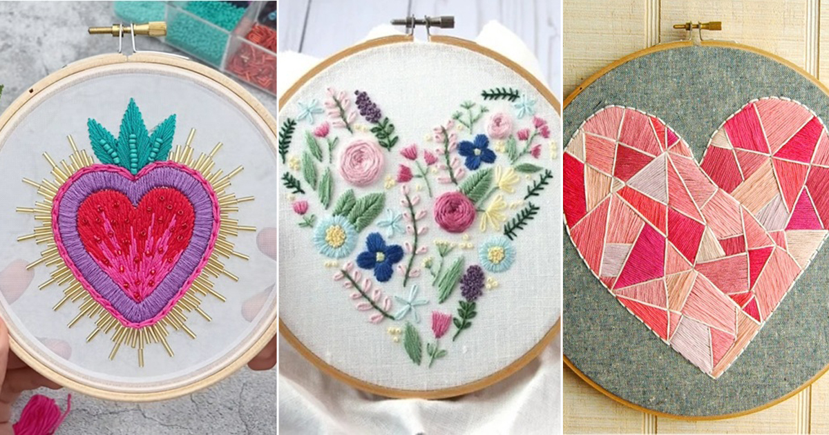 14 Heart Embroidery Free Patterns - Hello Lidy