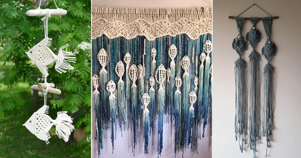 7 Macrame Fish Wall Hanging Free Patterns - Hello Lidy