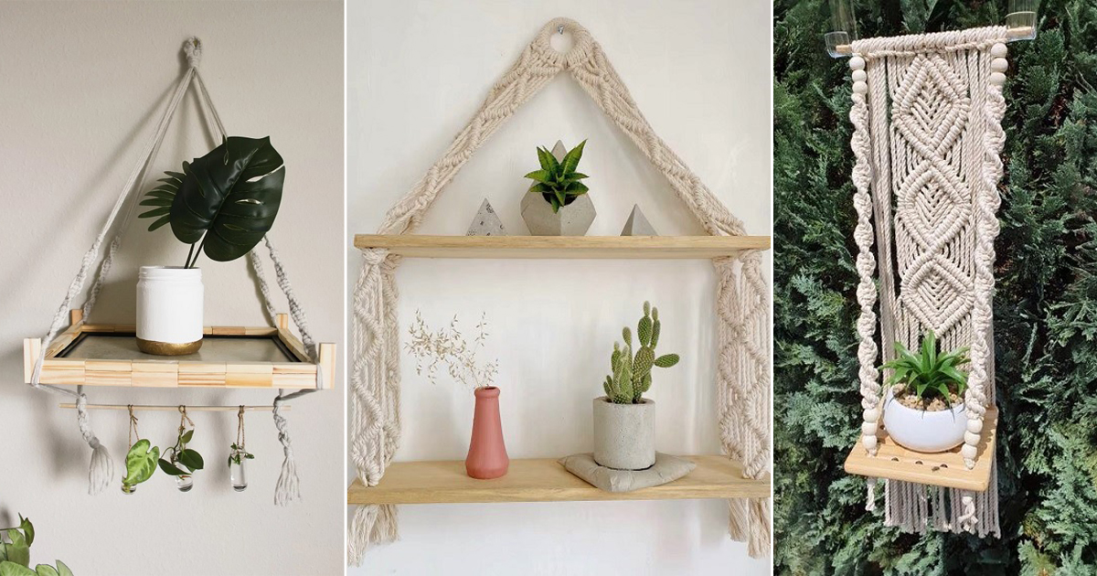 9 Macrame Shelf Plant Hanger Free Patterns - Hello Lidy