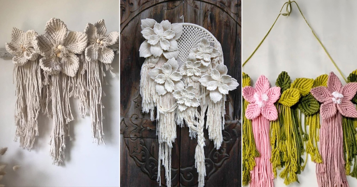 8 Macrame Flower Wall Hanging Free Patterns - Hello Lidy