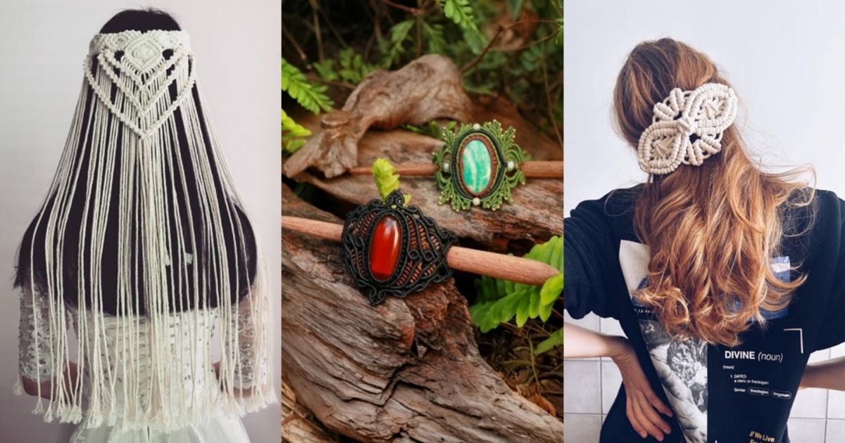 8 Macrame Hair Accessories Free Patterns - Hello Lidy