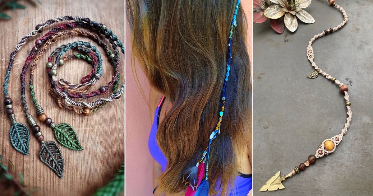 5 Macrame Hair Dreadwrap Free Patterns - Hello Lidy