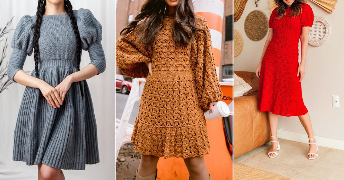 9 Puff Sleeve Dress Free Crochet Patterns - Hello Lidy