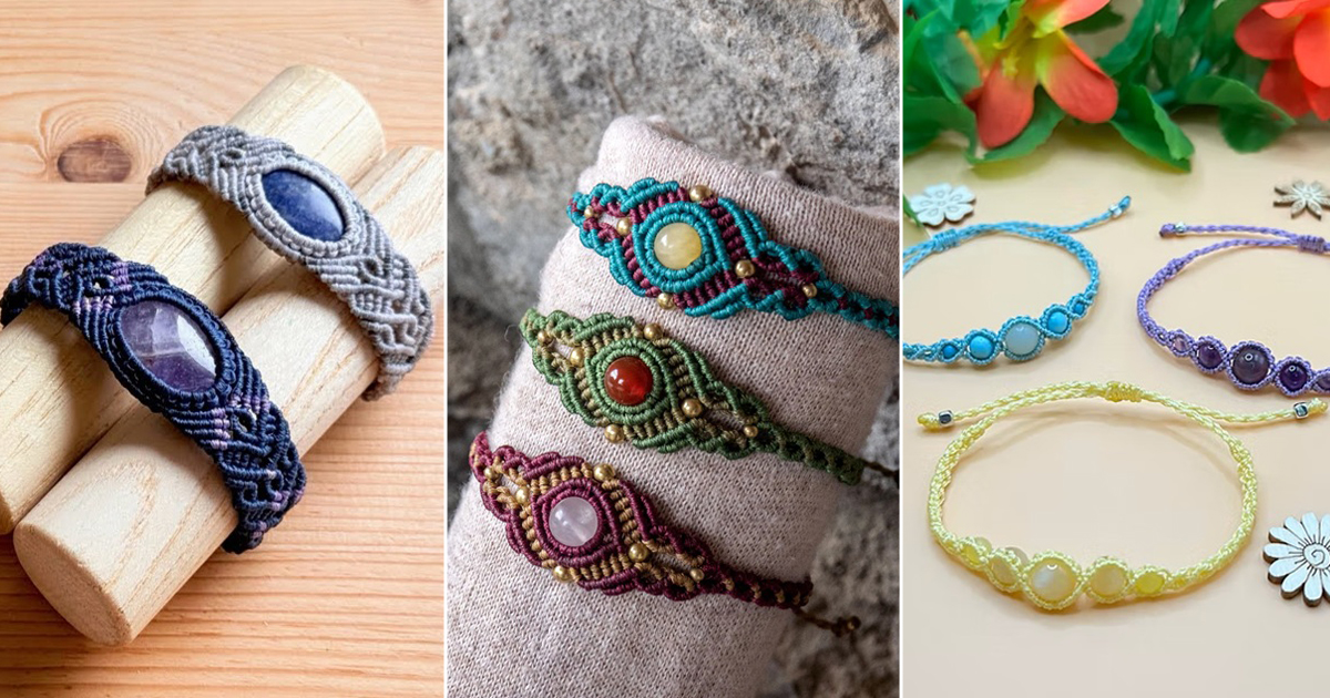 10 Macrame Gemstone Bracelet Free Patterns - Hello Lidy