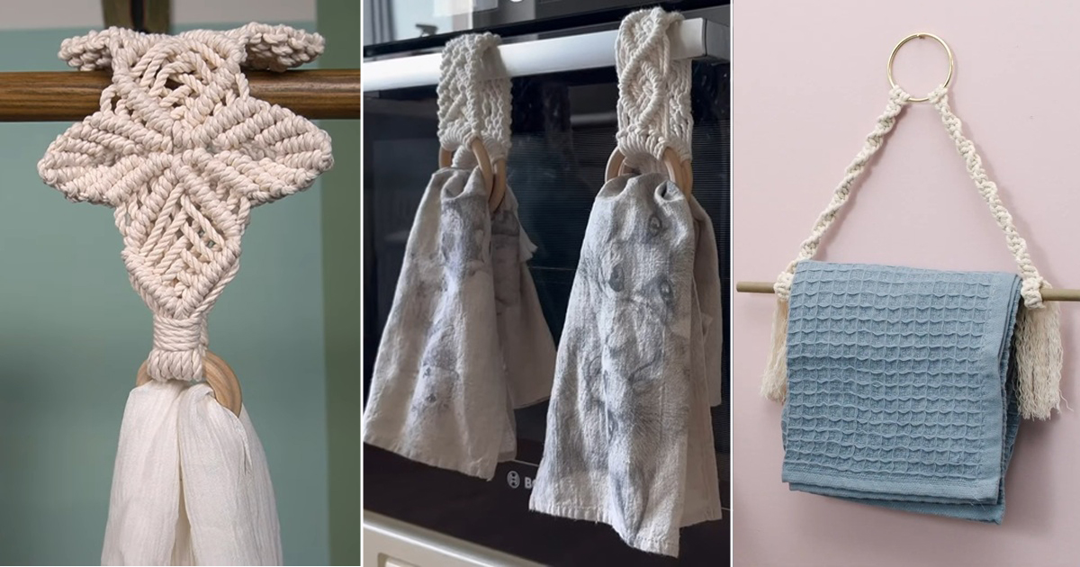 7 Macrame Towel Holder Free Patterns - Hello Lidy