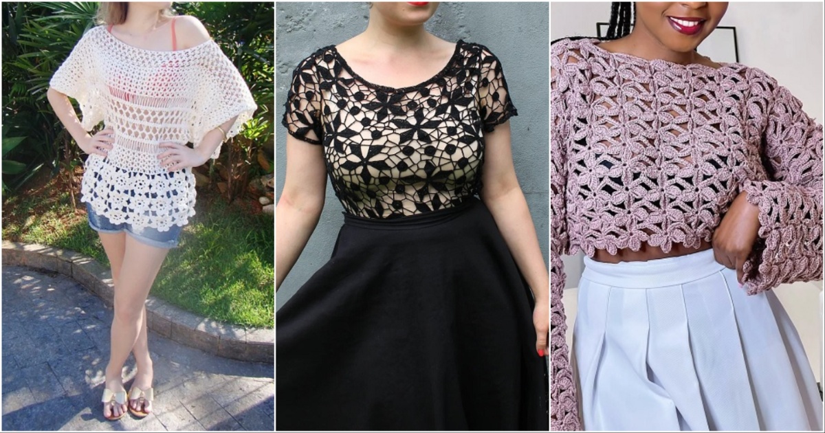 12 Crochet Flower Cut-Out Top Free Patterns - Hello Lidy
