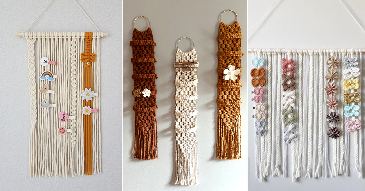 6 Macrame Hair Accessories Organizer Free Patterns - Hello Lidy
