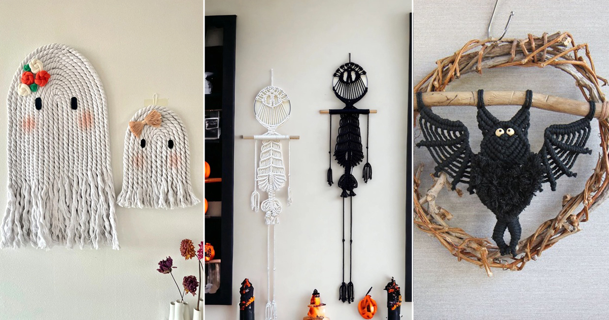 9 Macrame Halloween Wall Hanging Free Patterns - Hello Lidy