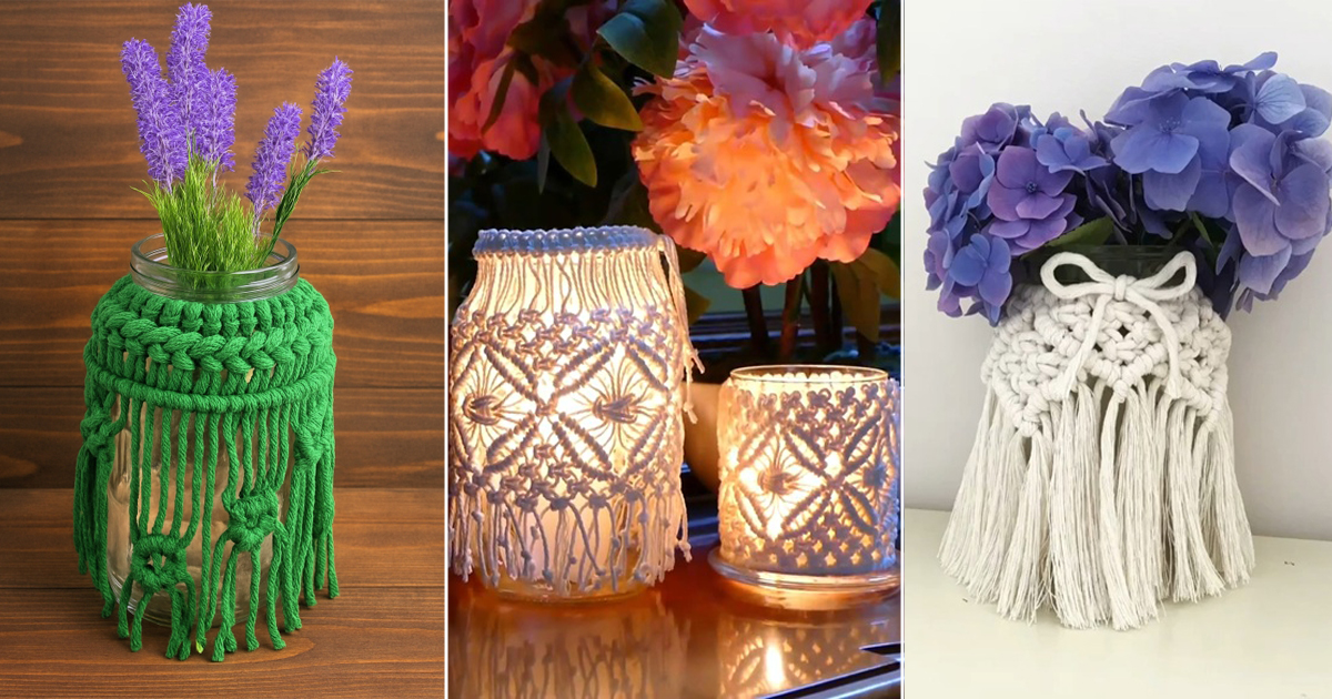 8 Macrame Jar Cover Free Patterns - Hello Lidy