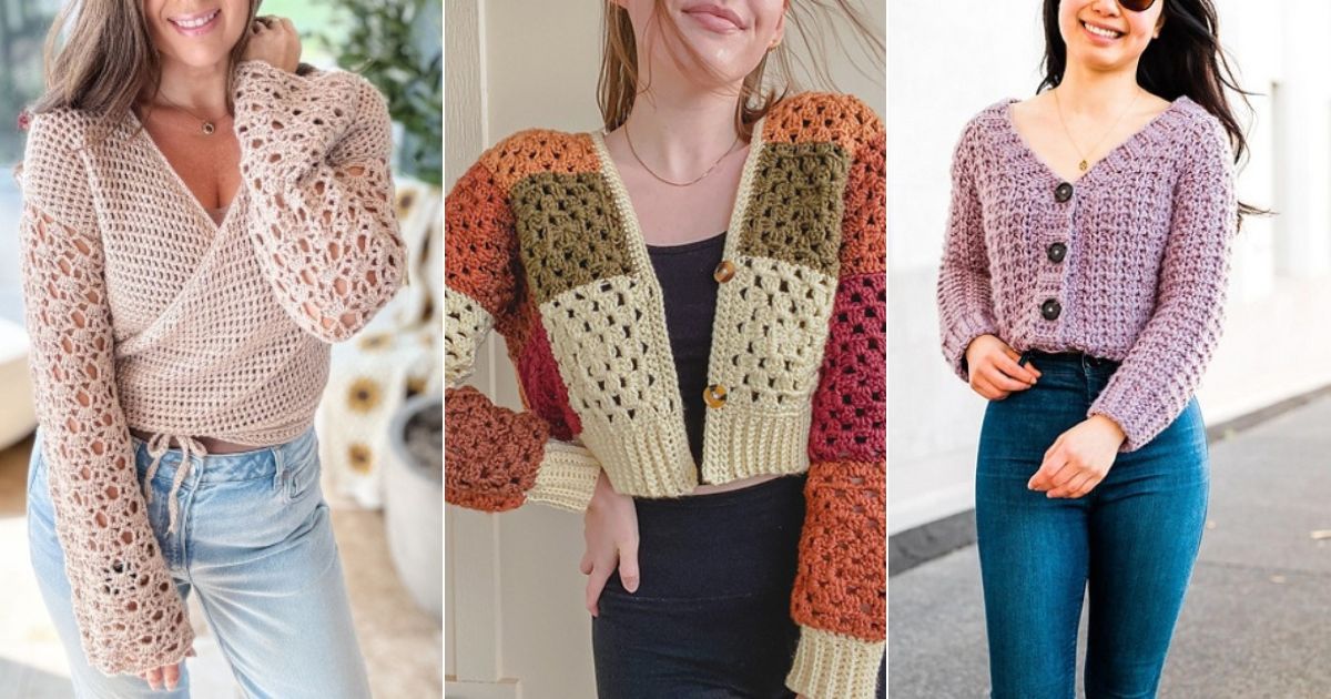 9 Crochet V-Neck Cardigan Free Patterns - Hello Lidy
