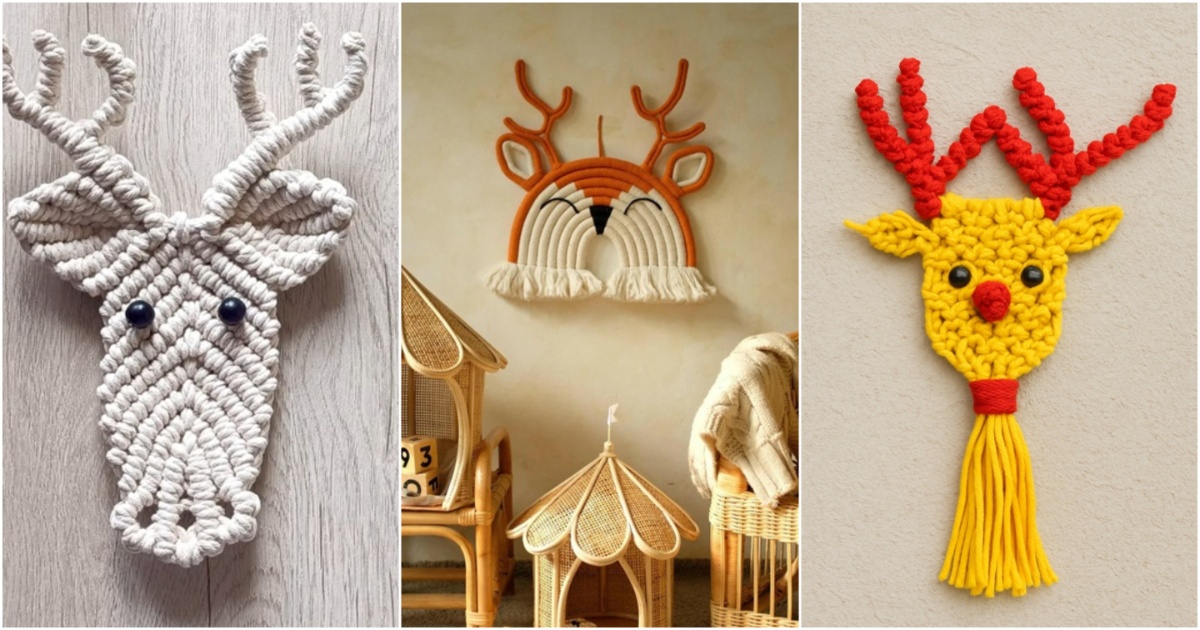 5 Macrame Deer Wall Hanging Free Patterns - Hello Lidy