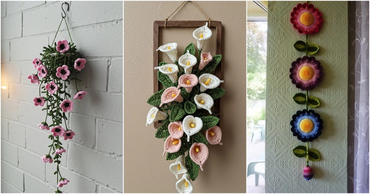 9 Crochet Flower Wall Hanging Free Patterns - Hello Lidy