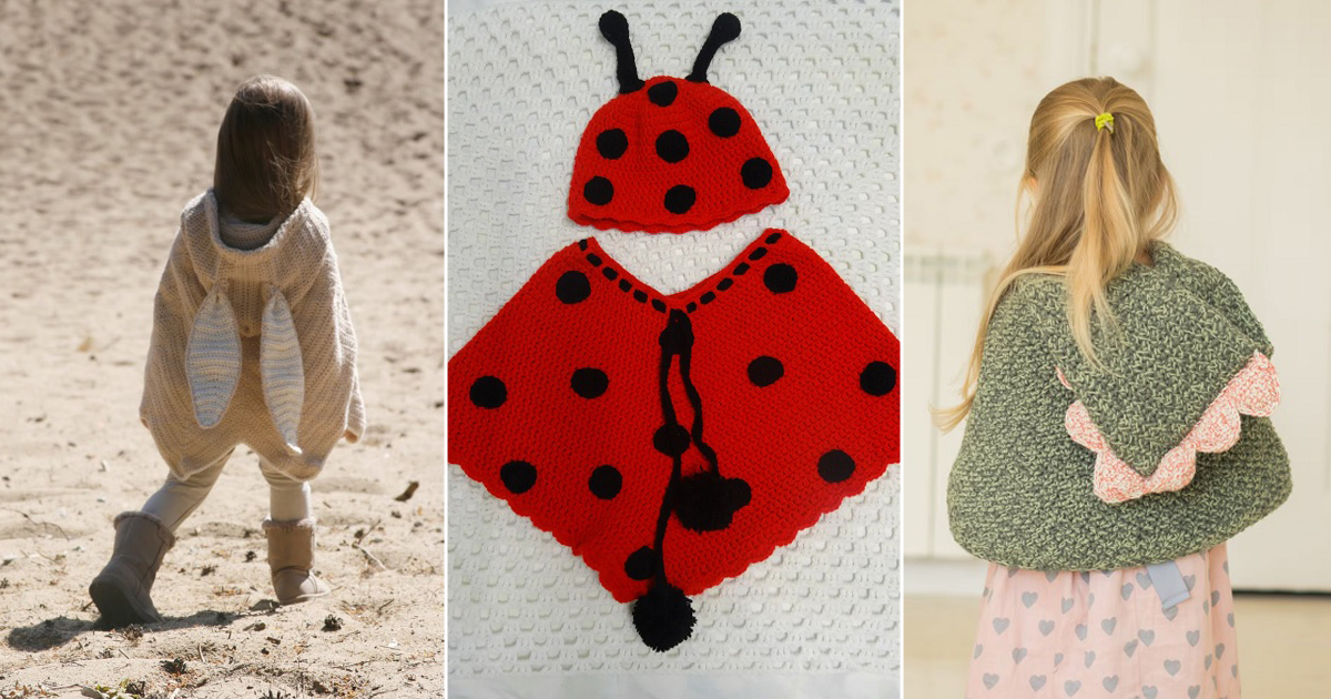6 Animal Themed Kids Poncho Free Crochet Patterns - Hello Lidy