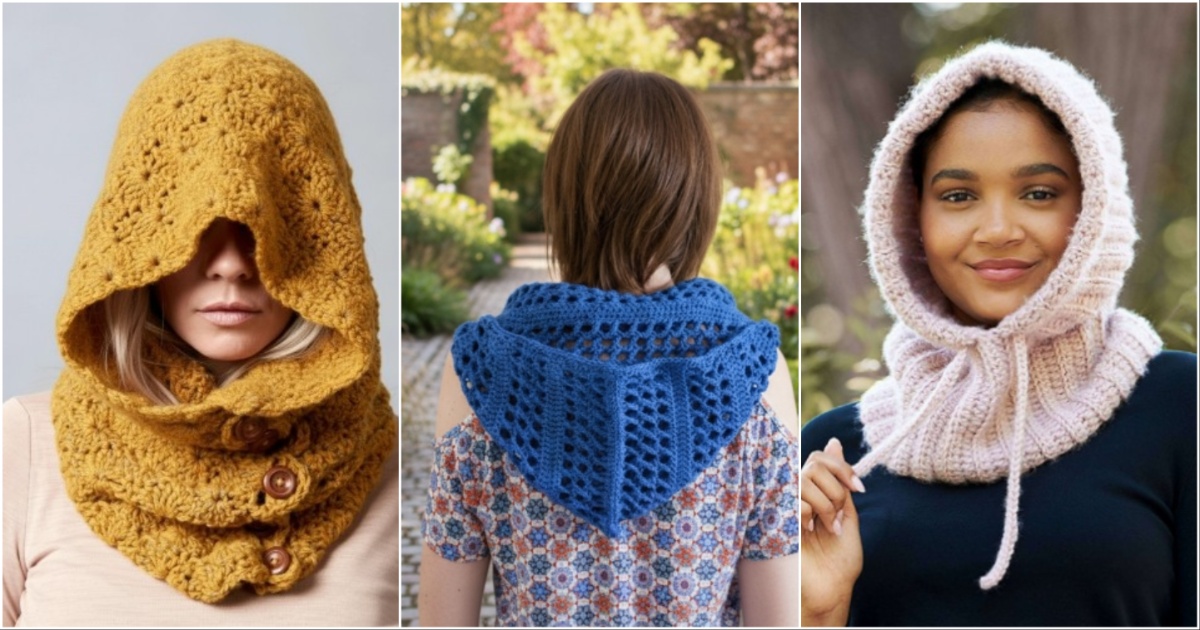 8 Crochet Hooded Cowl Free Patterns - Hello Lidy