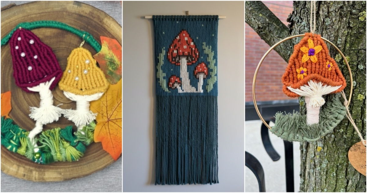 7 Macrame Mushroom Wall Hanging Free Patterns - Hello Lidy