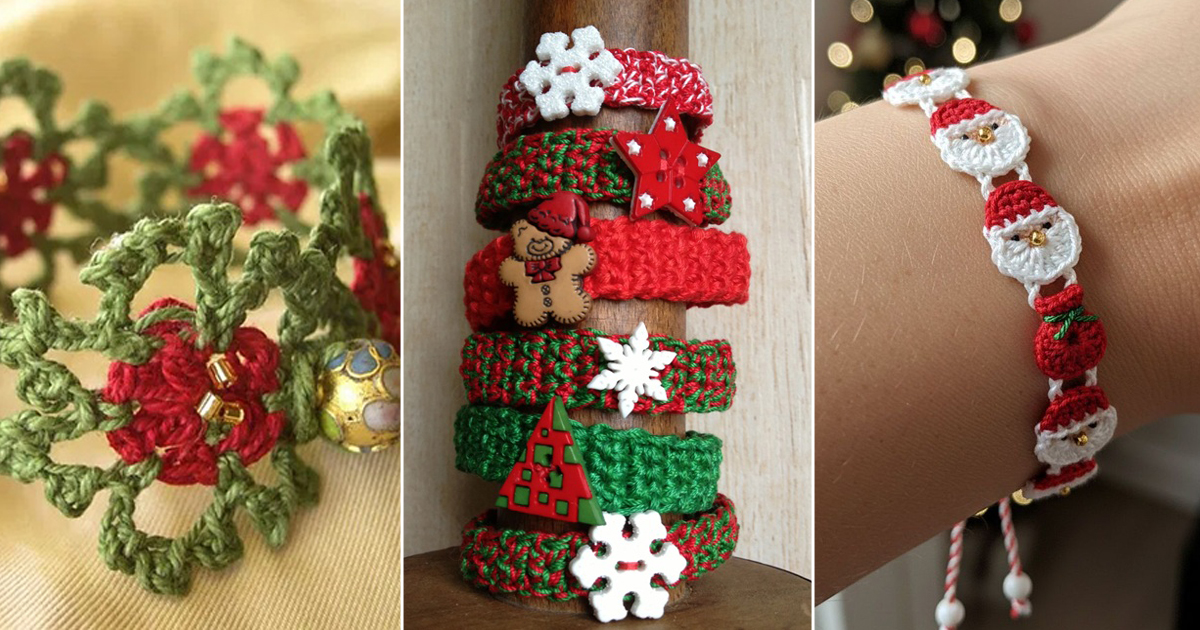 6 Crochet Christmas Bracelet Free Patterns - Hello Lidy