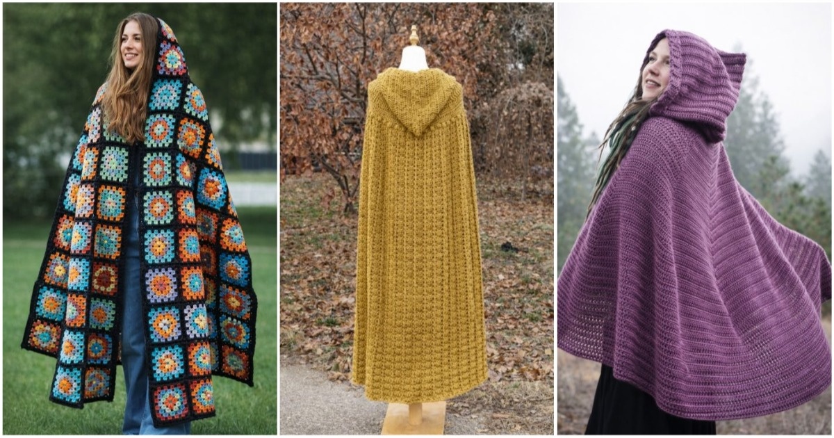 7 Crochet Hooded Cloak Free Patterns - Hello Lidy