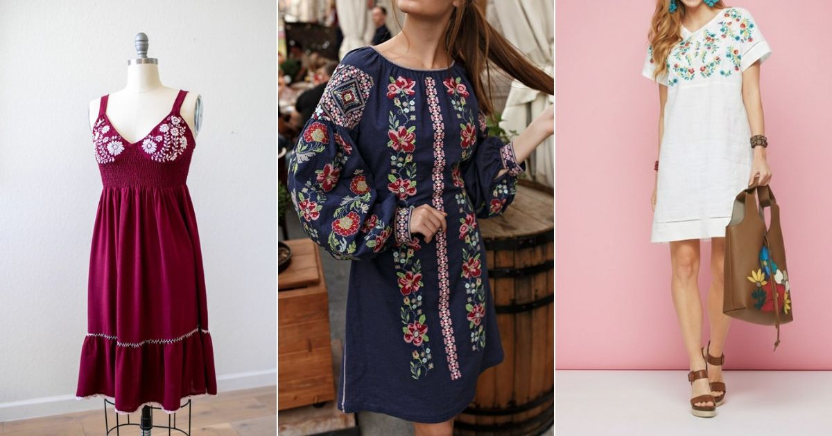 5 Dresses Free Embroidery Patterns - Hello Lidy