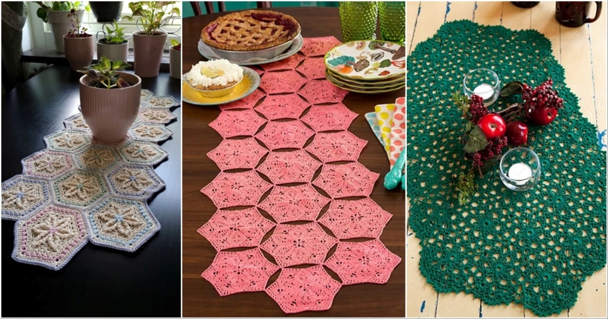 8 Hexagon Table Runner Free Crochet Patterns - Hello Lidy